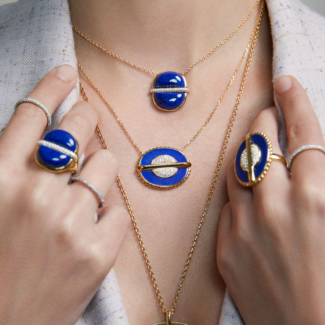 As Above So Below Necklace in Lapis Lazuli – MARCELINE PARIS