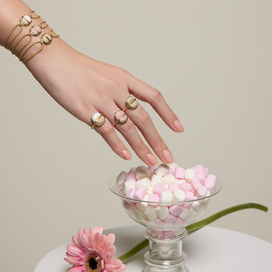 Amrita Small Round Cord Bracelet in White Ceramic and Diamonds ...