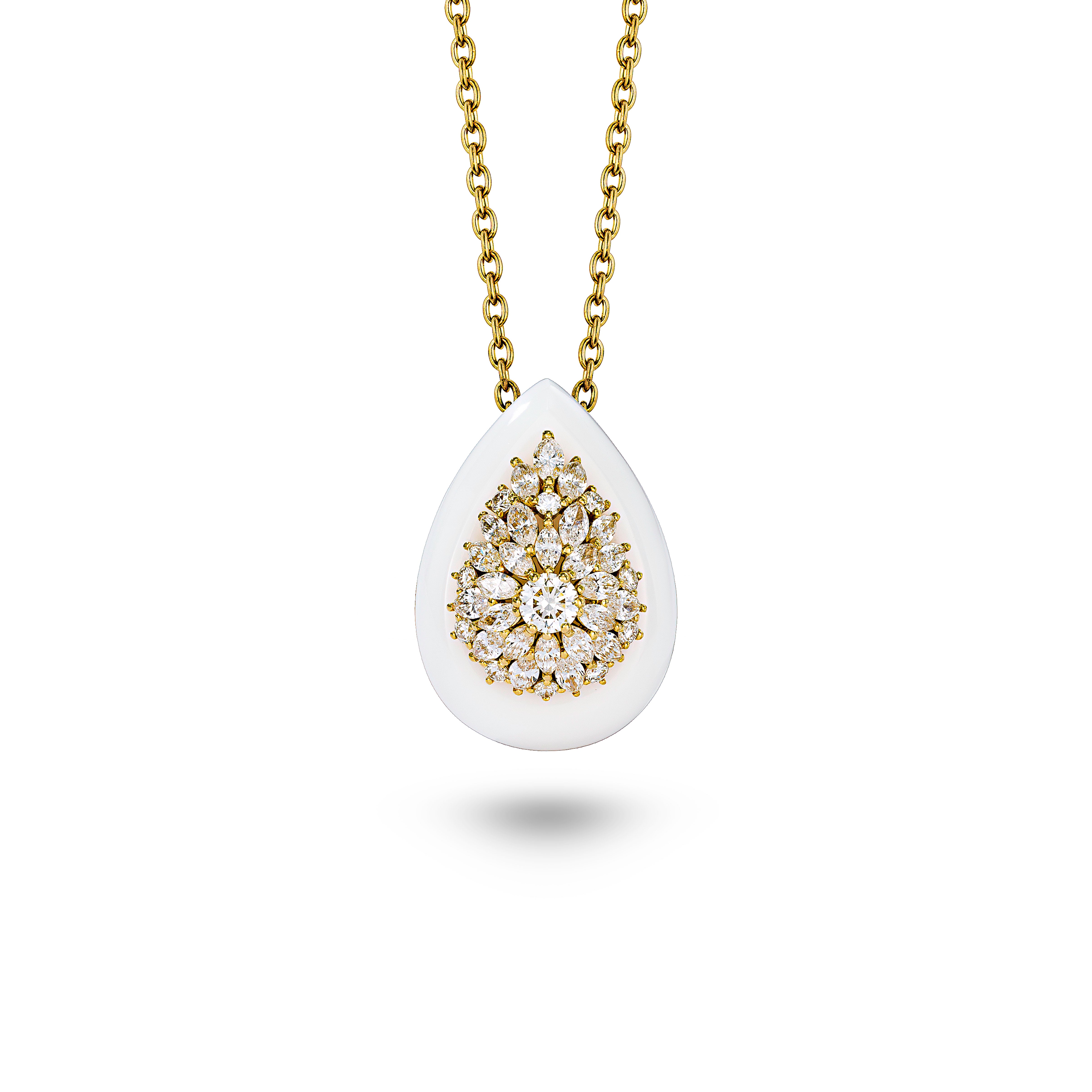 Daisy Pear-shape White Ceramic Necklace – MARCELINE PARIS