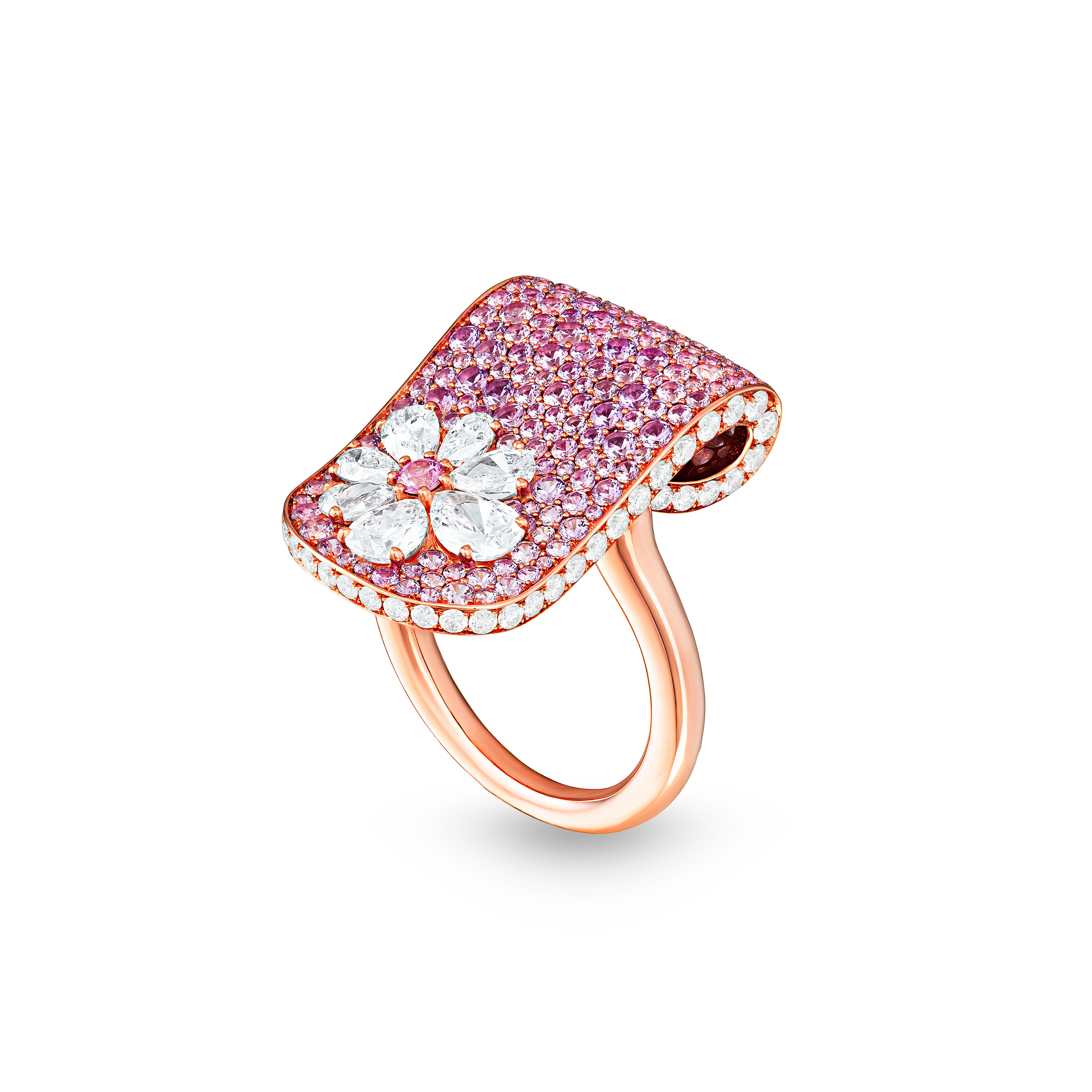 Eden Purple Sapphire Ring with Diamond and Pink Sapphire Flower ...