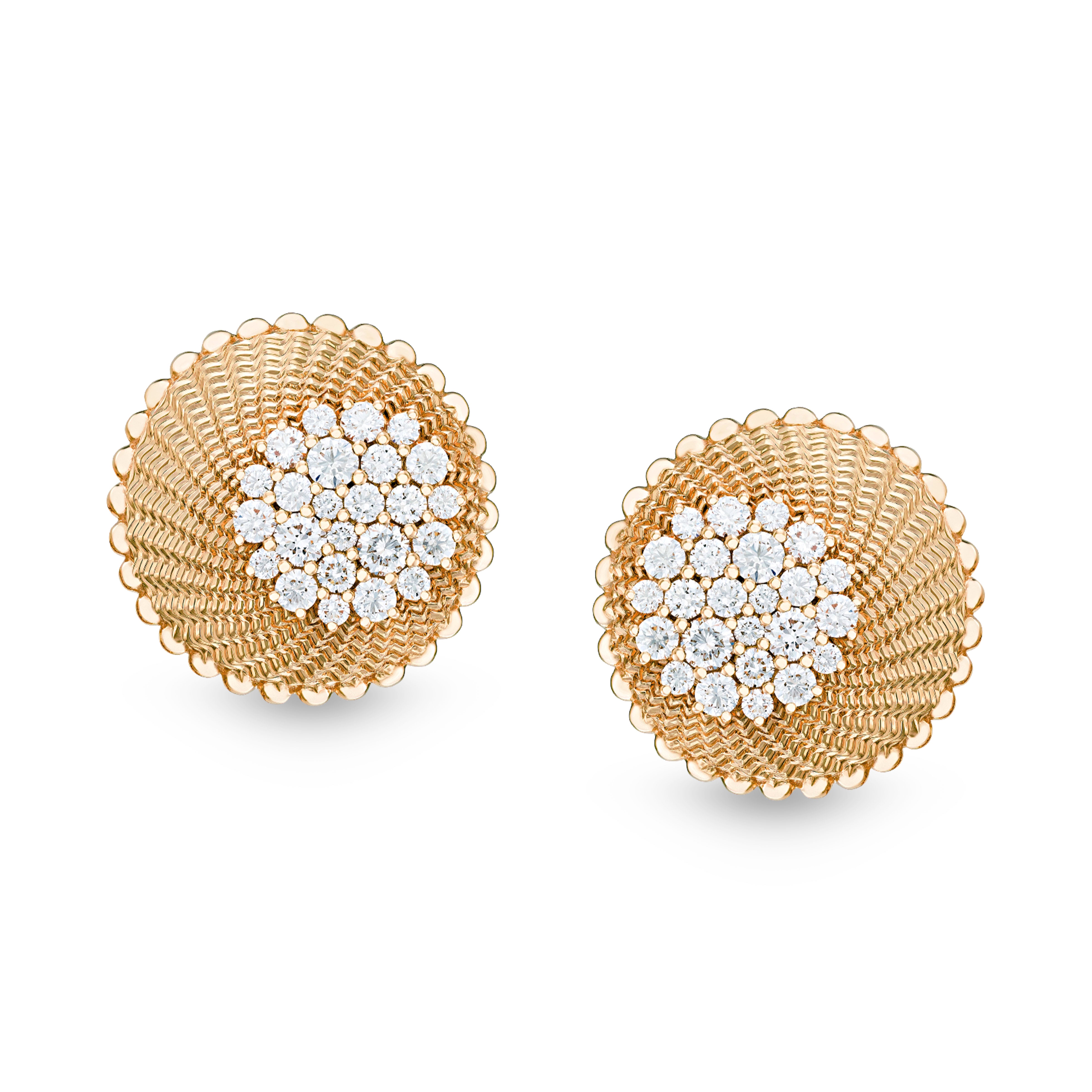 Seven Sisters Diamond Earrings in 18K Gold, with Guilloche engraving ...