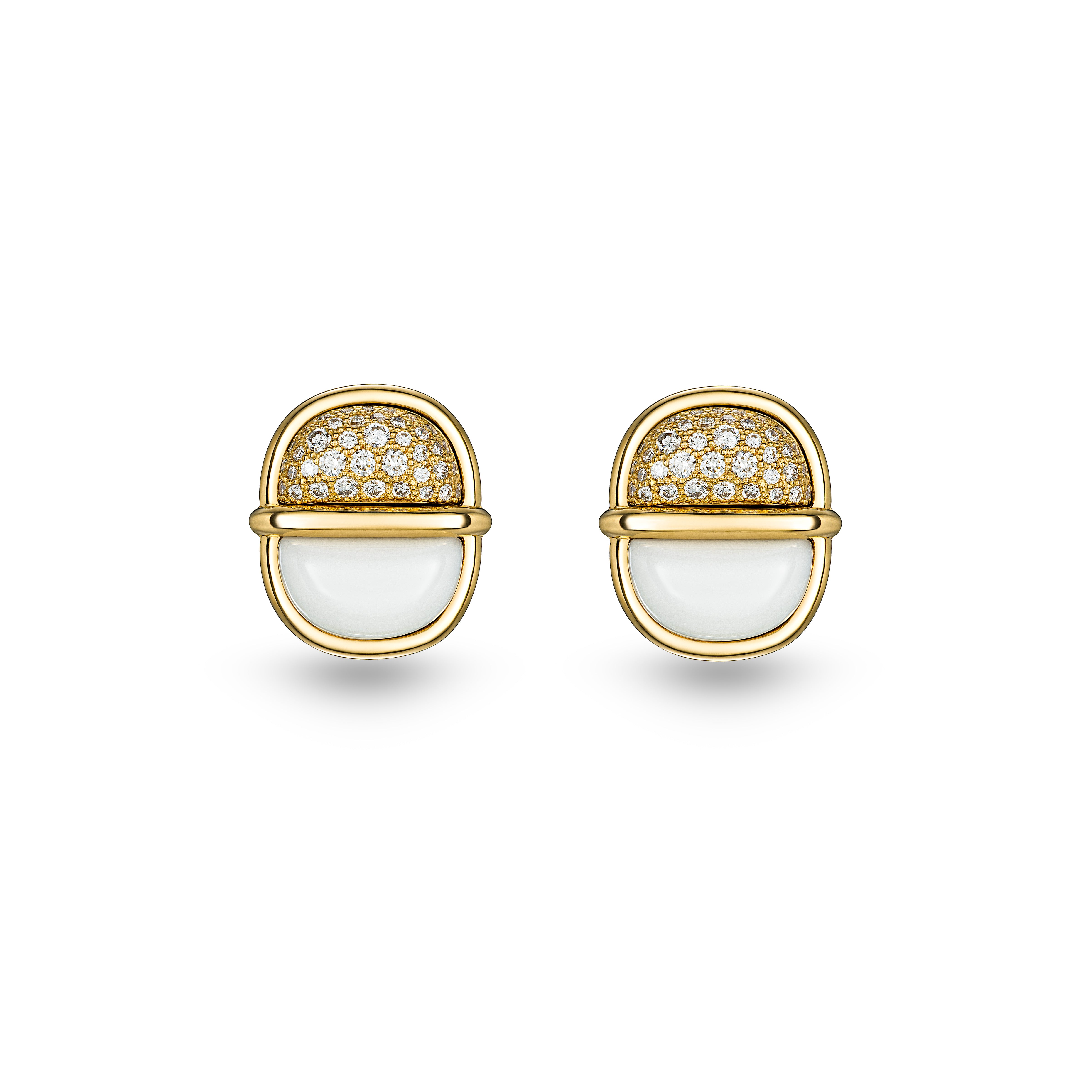 Amrita Mini Round Earrings in White Ceramic and Diamonds – MARCELINE PARIS