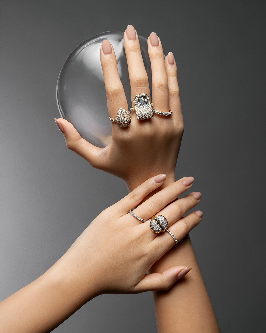 Amrita Small Round Ring in Full Diamonds – MARCELINE PARIS