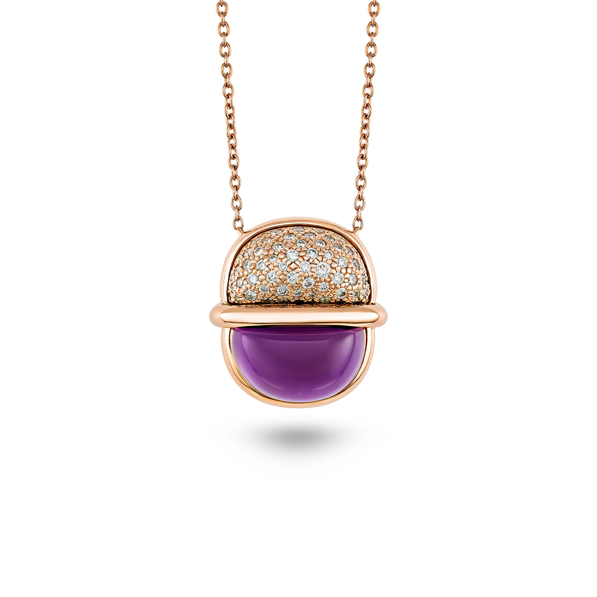 Amrita Small Round Necklace in Amethyst with Diamonds – MARCELINE PARIS