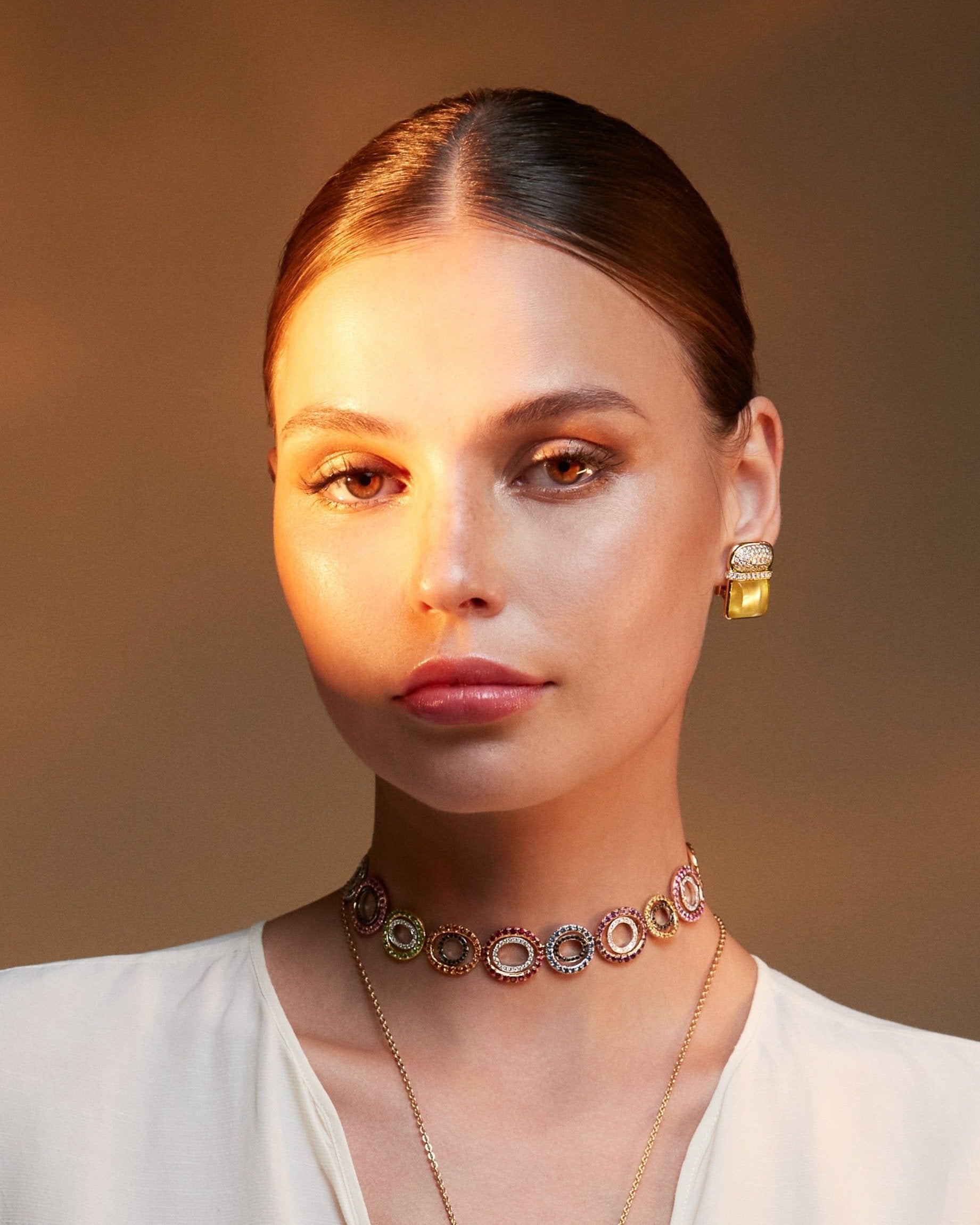 Amrita Square Duplet Earrings in Yellow Mother of Pearl, Citrine, and ...